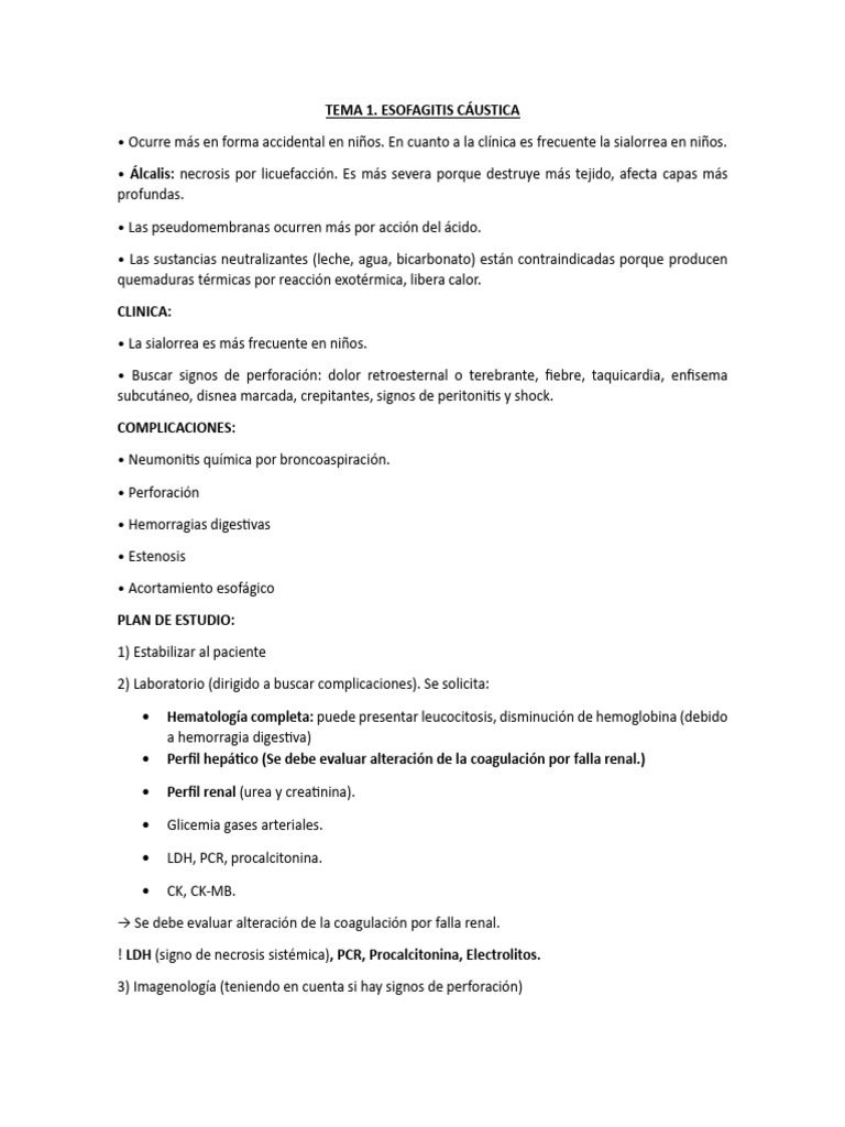 Esofagitis Cáustica en Niños | PDF | Medicina CLINICA | Especialidades ...