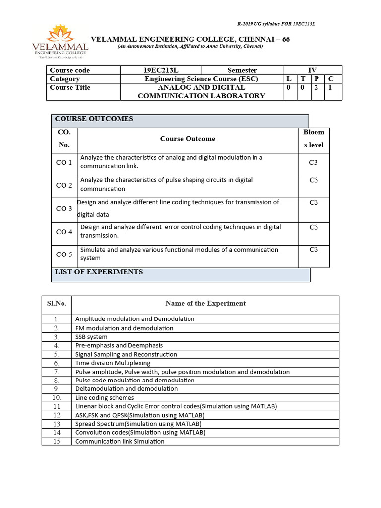 9 - 19ec213l Analog and Digital Communication | PDF | Modulation ...