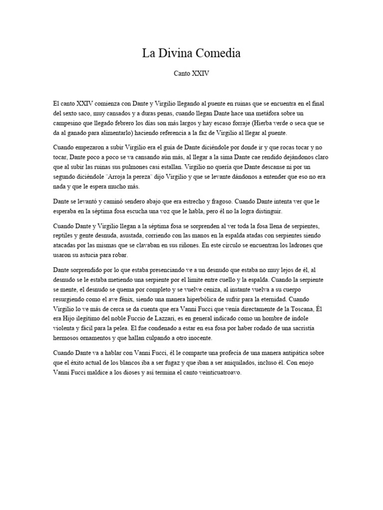 Canto XXIV de La Divina Comedia | PDF