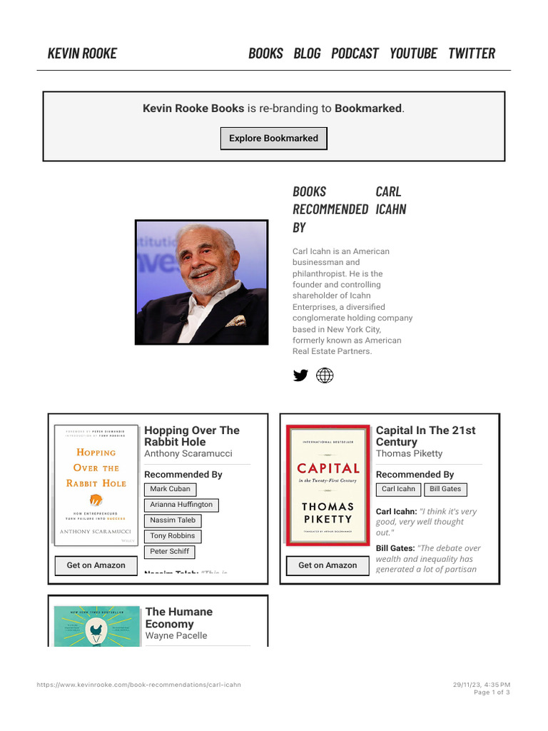 3 Books Recommended by Carl Icahn | PDF | Economies