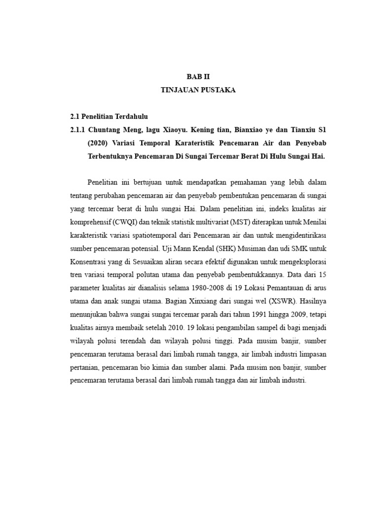 Tinjauan Pustaka: Penelitian Pencemaran Air | PDF