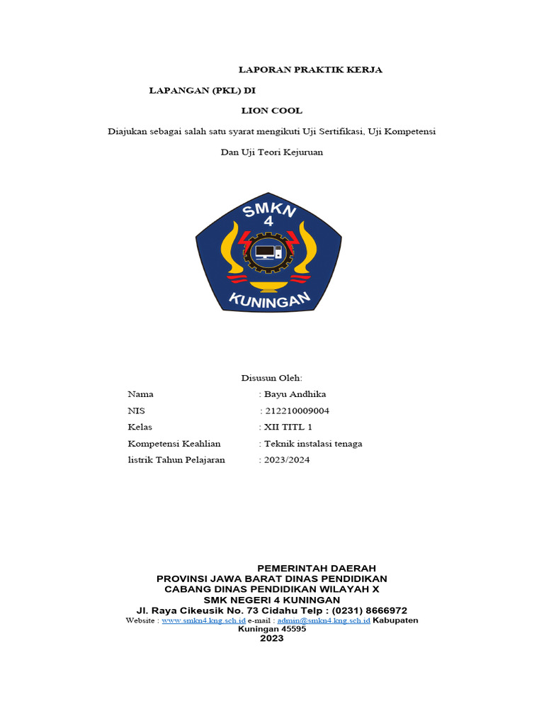 Laporan PKL Bayu Andhika TL1 | PDF