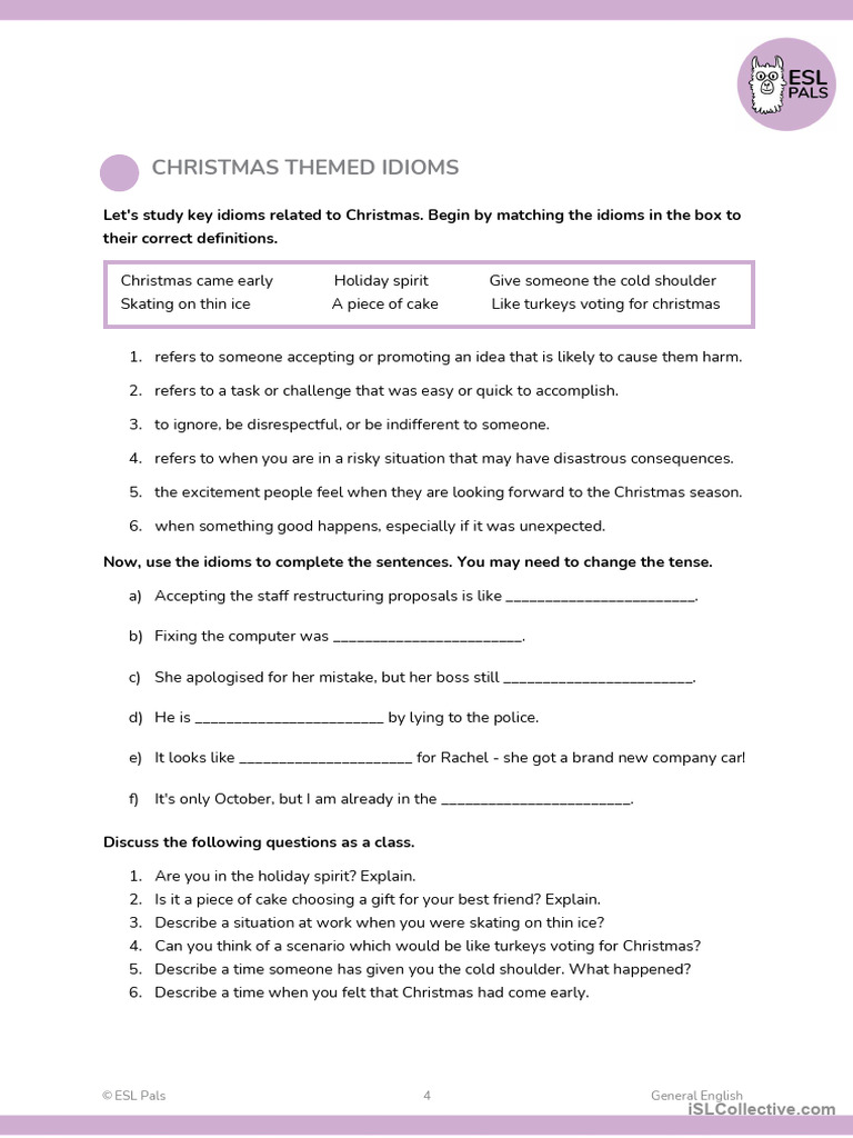 FCE - Christmas (b2-c2) Esl Lesson Plan by Esl Pals | Download Free PDF ...