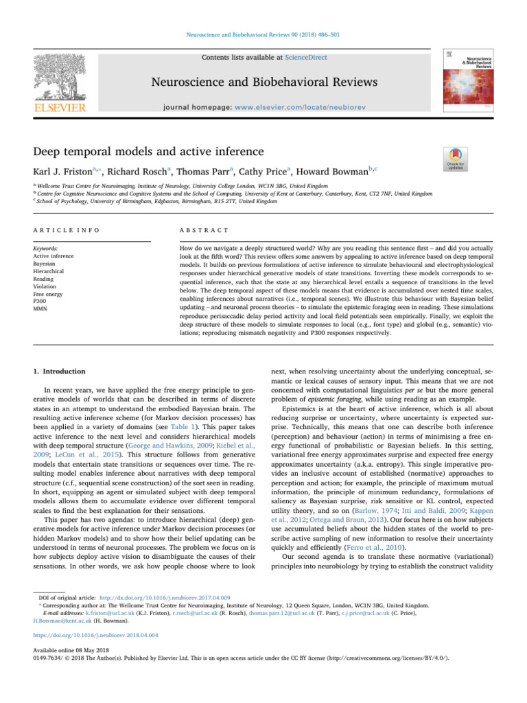 (2018) Friston Et Al. - Deep Temporal Models and Active Inference | PDF | Bayesian Network ...