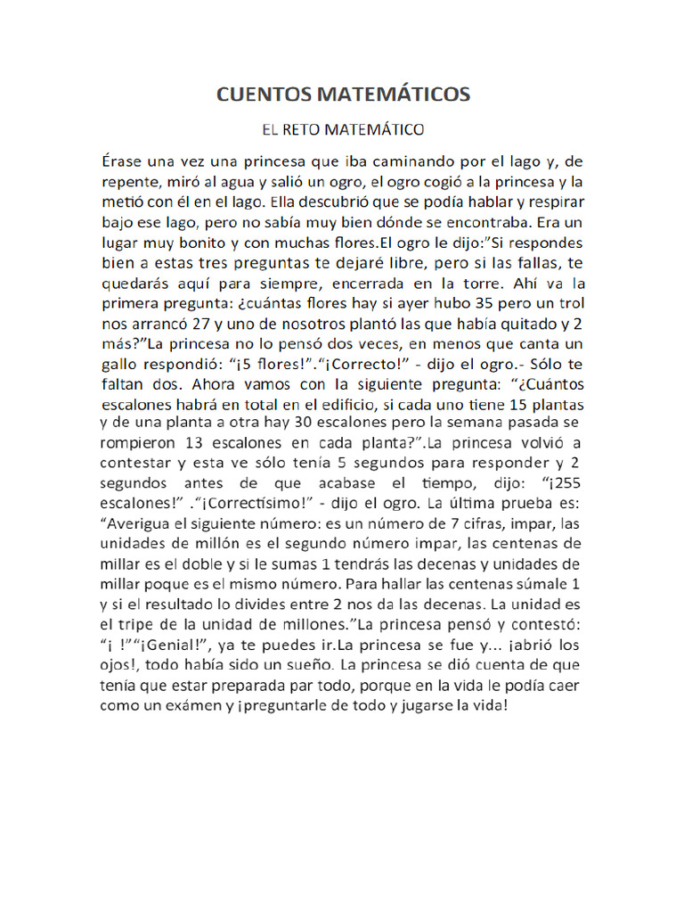 Cuentos Matematicos | PDF