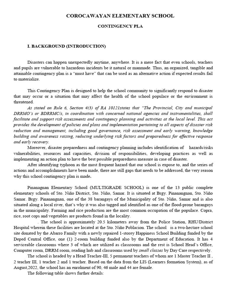 2023 Contingency Plan | PDF | Hazards | Emergency Management