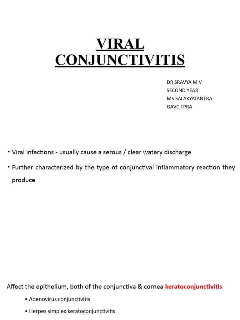 Viral Conjunctivitis | PDF | Herpes Simplex | Adenoviridae