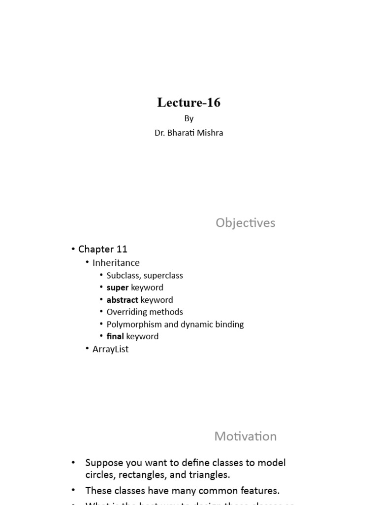 Lecture 20 21 22 Inheritance and Polymorphism | PDF | Inheritance (Object Oriented Programming ...