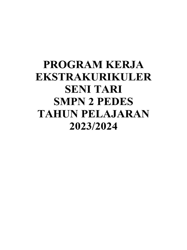 Program Kerja Ekstrakurikuler Seni Tari 2324 | PDF Program Kerja Ekstrakurikuler Seni Tari 2324 | PDF