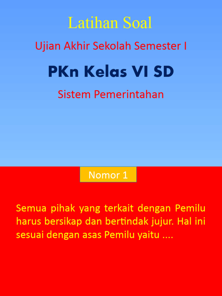 Latihan Soal PKn Kelas VI SD | PDF | Hukum