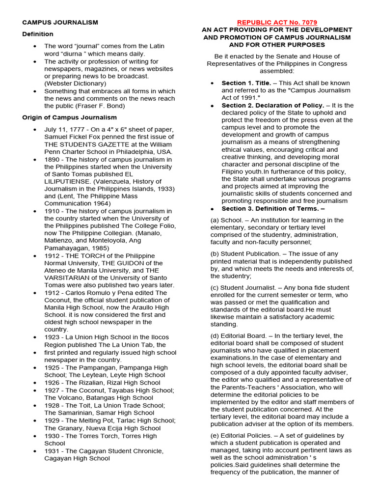 Campus Journalism Reviewer | Download Free PDF | Journalism | Page Layout