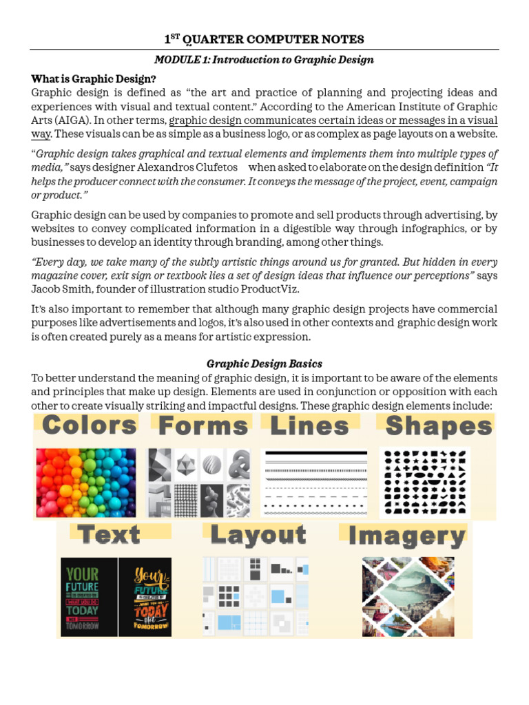 1st Quarter Graphic Design Overview | PDF | Typography | Typefaces