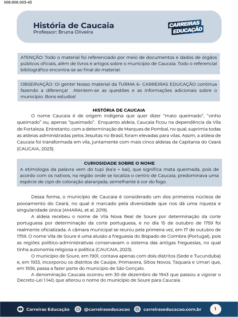 História e Geografia de Caucaia | PDF