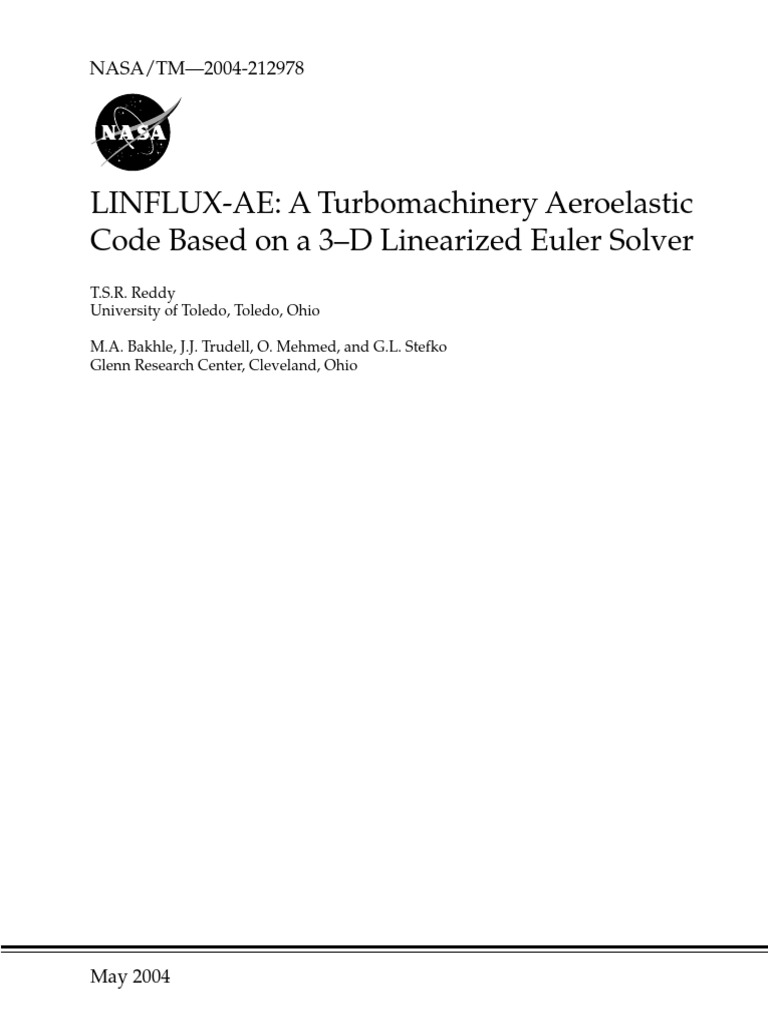 LINFLUX-AE: A Turbomachinery Aeroelastic Code Based On A 3-D Linearized Euler Solver | PDF ...