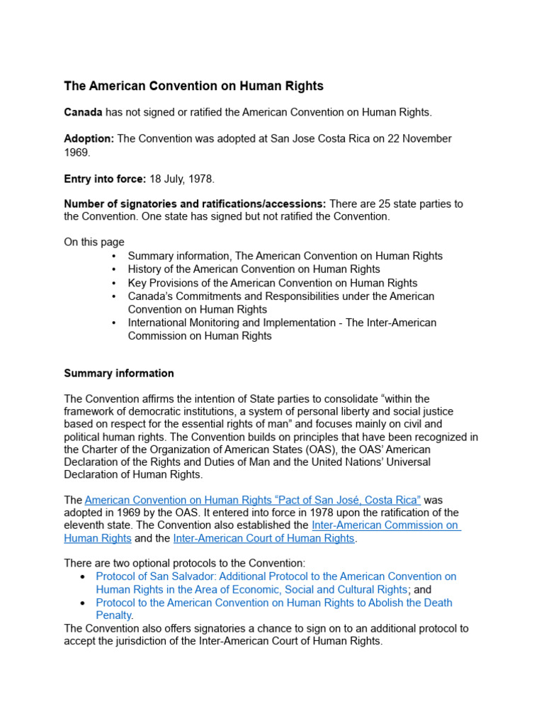 American Convention On Human Rights | PDF | Human Rights | Detention ...