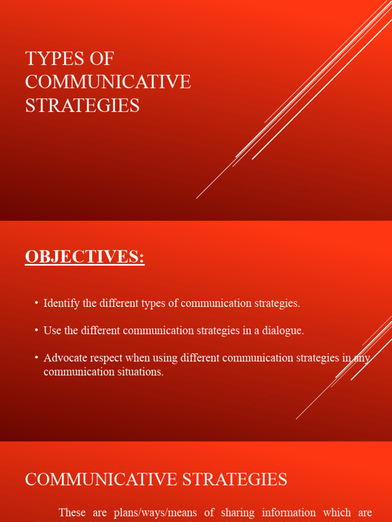 Types of Communicative Strategies | PDF | Communication | Nonverbal ...