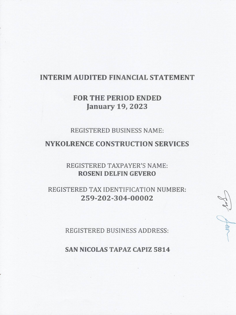 Interim Audited Financial Statements For The Period Ended | PDF
