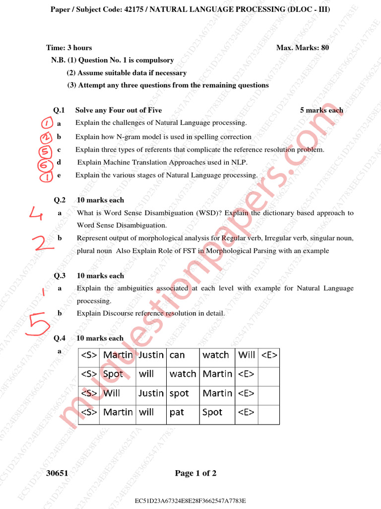 Be Computer Engineering Semester 7 2023 May Dloc III Natural Language ...