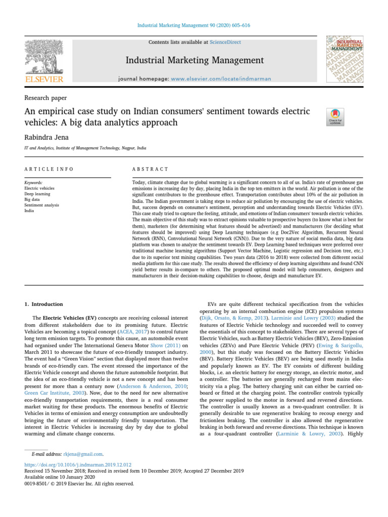 An Empirical Case Study On Indian Consumers' Sentiment Towards Electric ...
