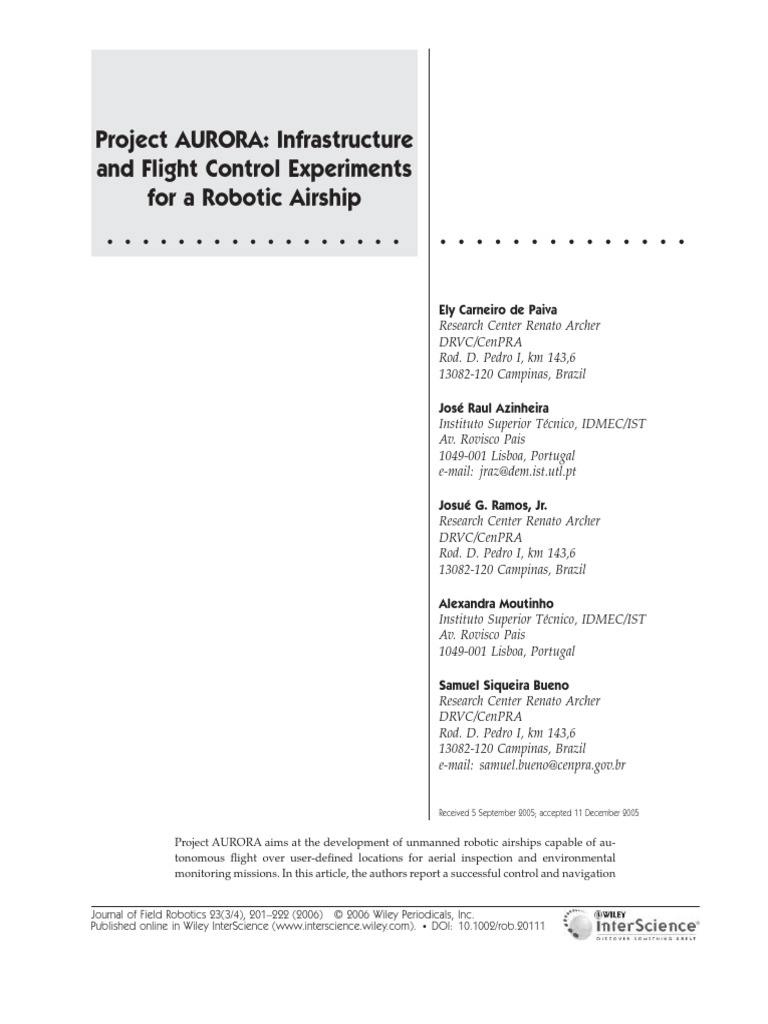 Project AURORA Infrastructure and Flight | PDF | Force | Simulation