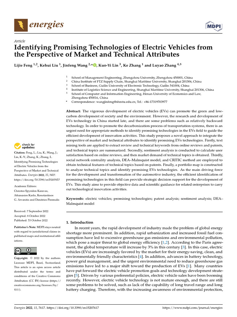 Identifying Promising Technologies of Electric Vehicles From The ...
