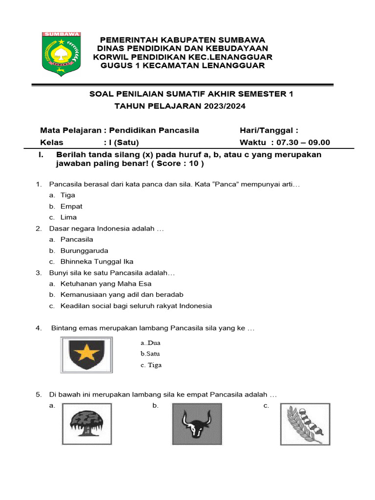 SAS PENDIDIKAN PANCASILA Kelas 1 2022 | PDF