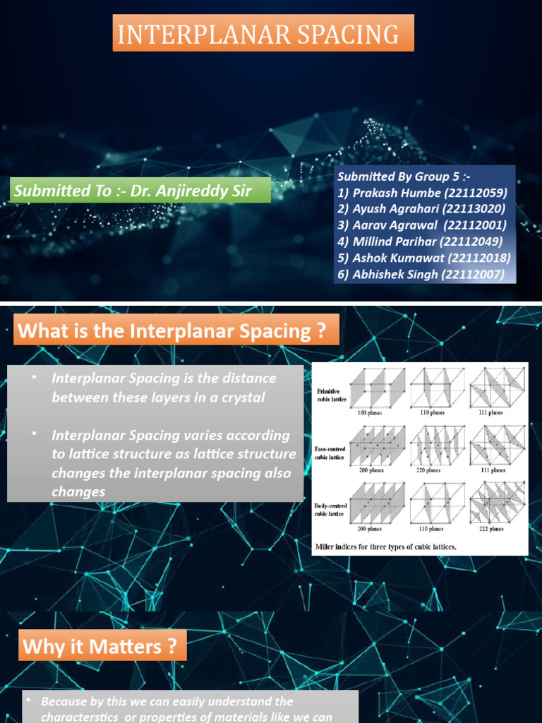 Interplanar Spacing Ppt-1 | PDF | X Ray Crystallography | Crystal