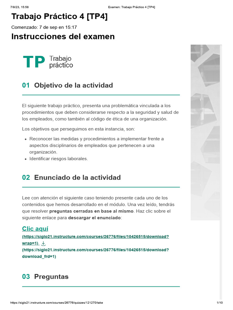 Examen Trabajo Practico 4 Tp4 95 Pdf Comportamiento Business