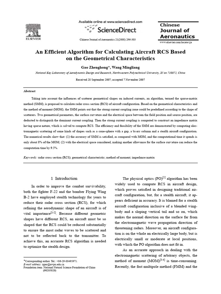 An Efficient Algorithm For Calculating Aircraft RC | PDF | Field ... An Efficient Algorithm For Calculating Aircraft RC | PDF | Field ...