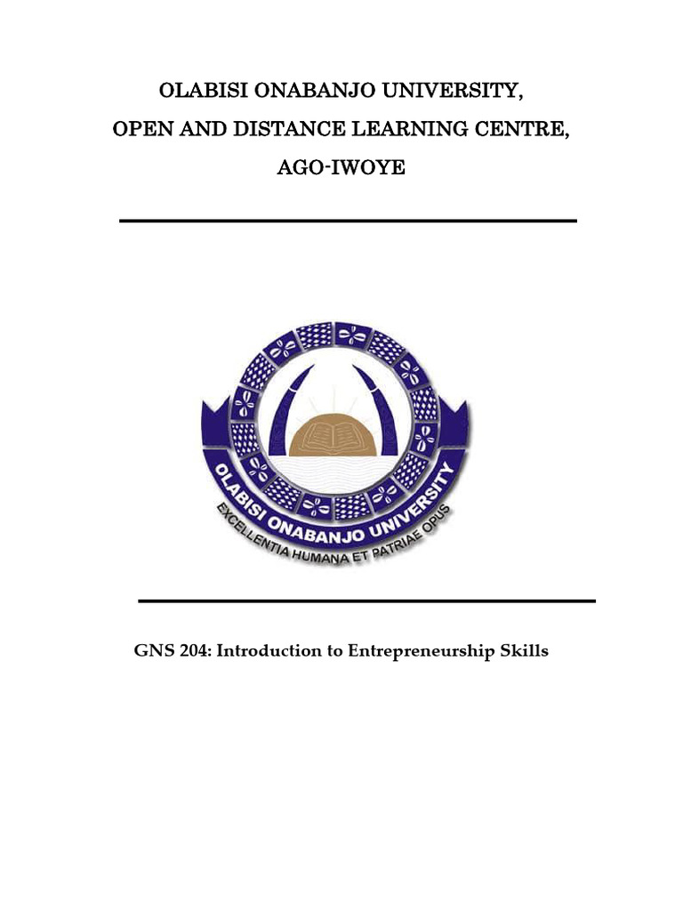 GNS 204: Entrepreneurship Skills Guide | PDF | Entrepreneurship | Learning