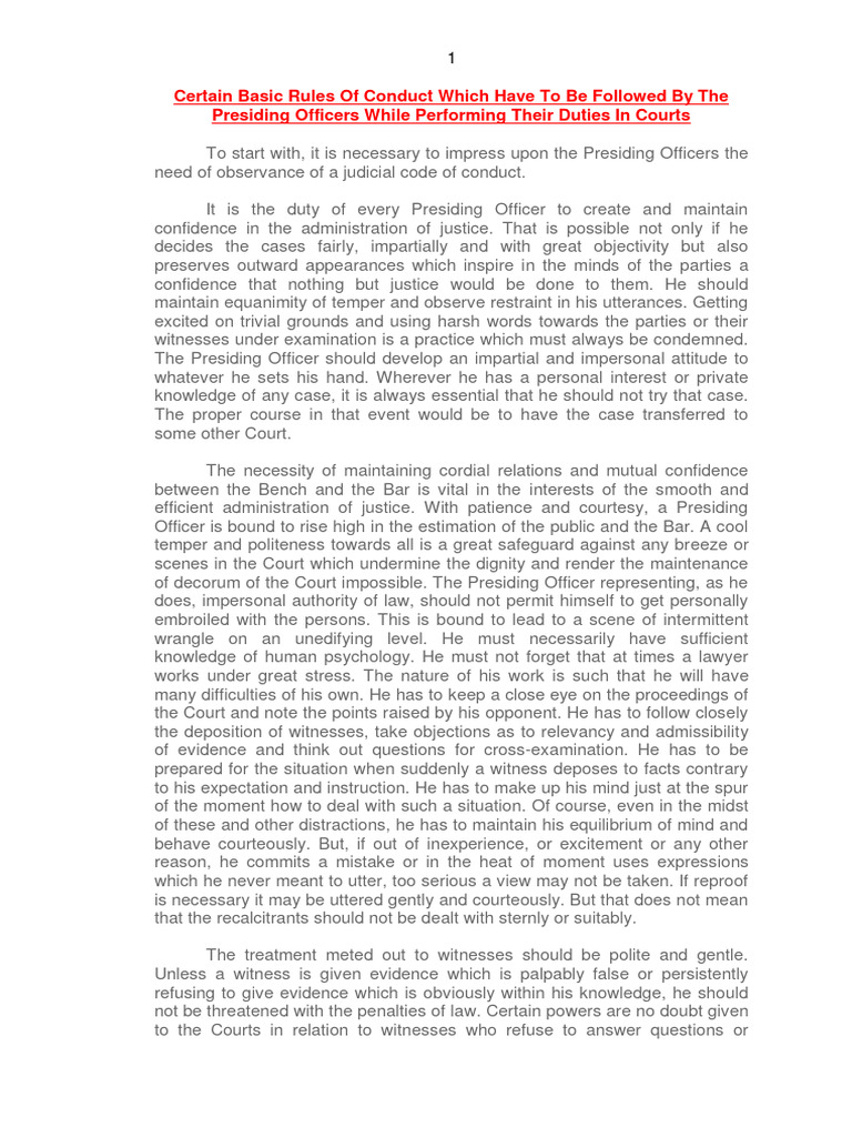 Certain Basic Rules of Conduct Which Have To Be Followed by The ...
