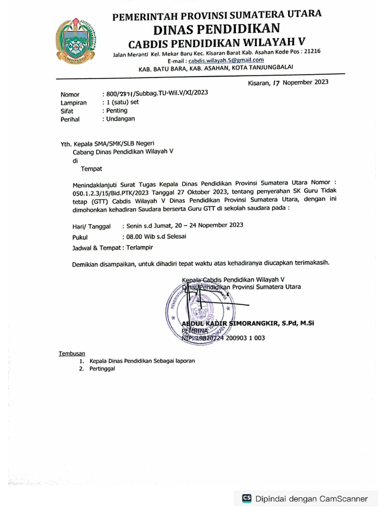 Undangan Penyerahan SK GTT | PDF