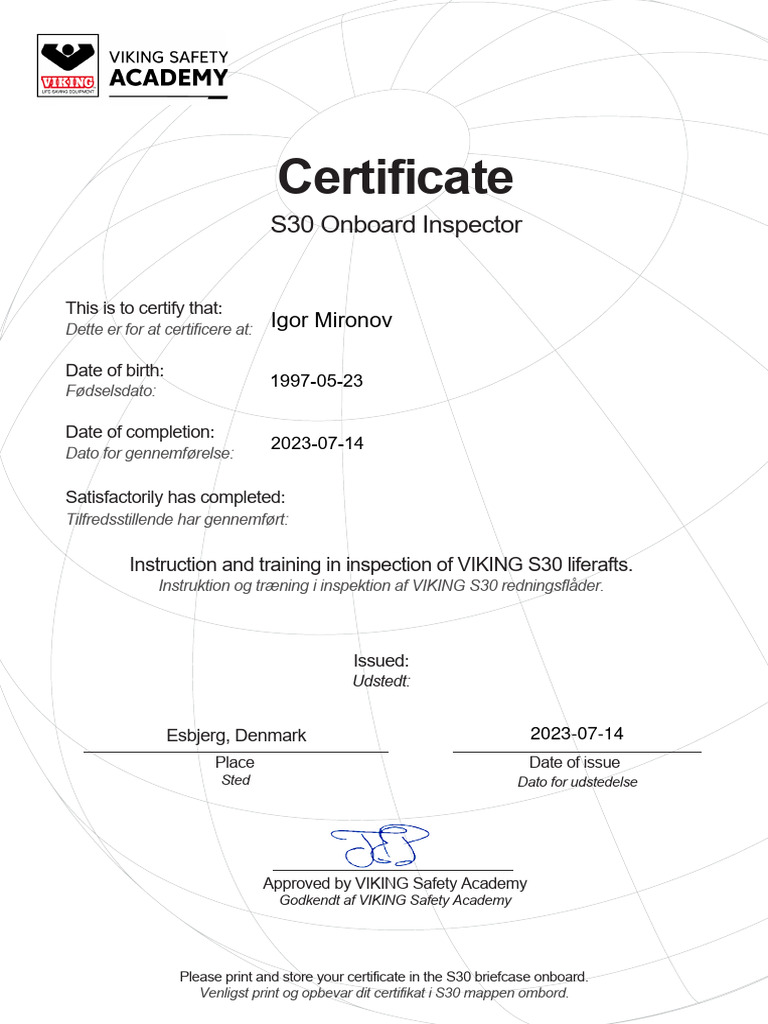 Viking Certificate Mironov | PDF