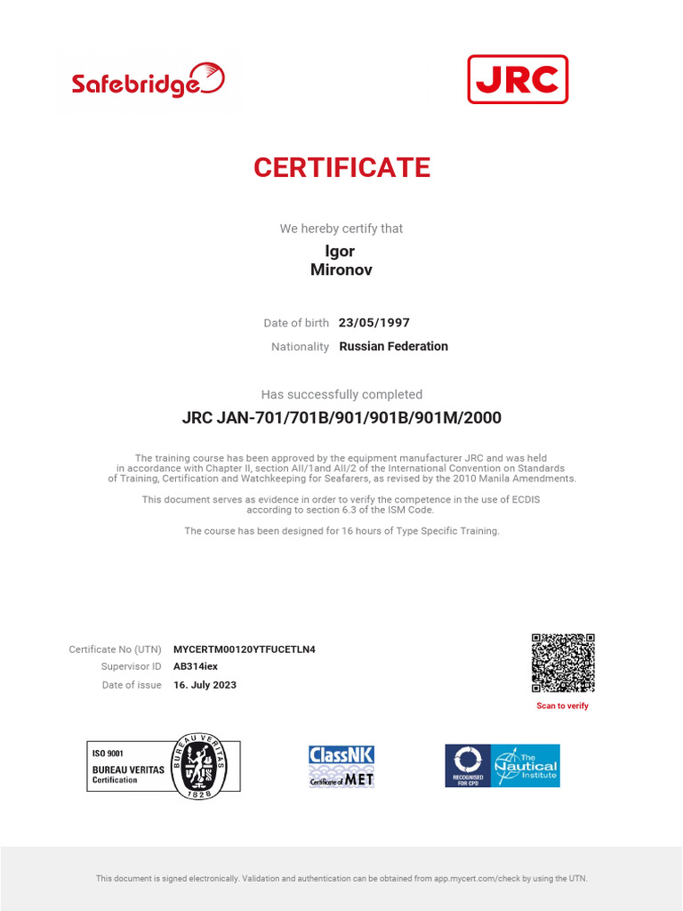JRC Certificate Mironov | PDF