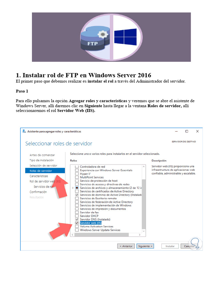 Configurar FTP en 2016 Server | PDF | Protocolo de transferencia de archivos | Servicios de ...