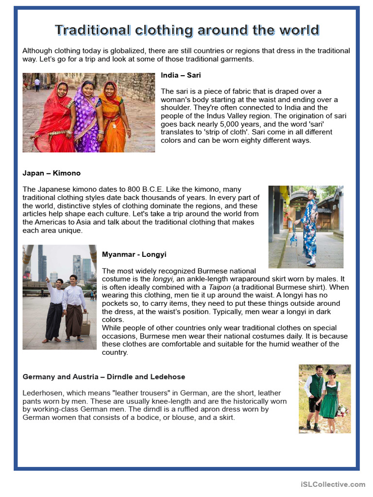 Clothes - Traditional Clothing Around The World | PDF | Clothing | Skirt