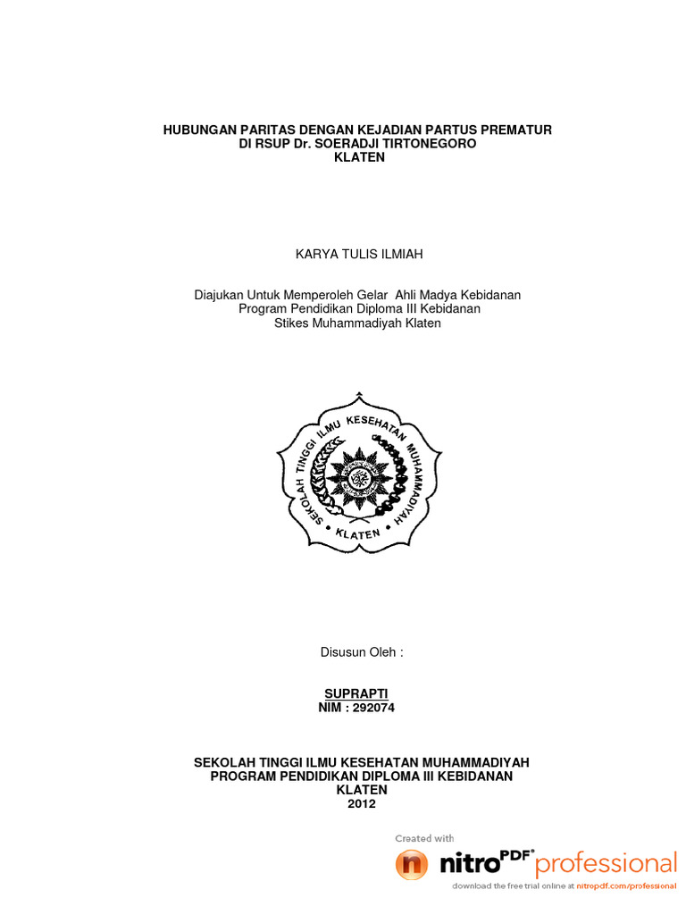 Hubungan Paritas Dan Partus Prematur Kti | PDF