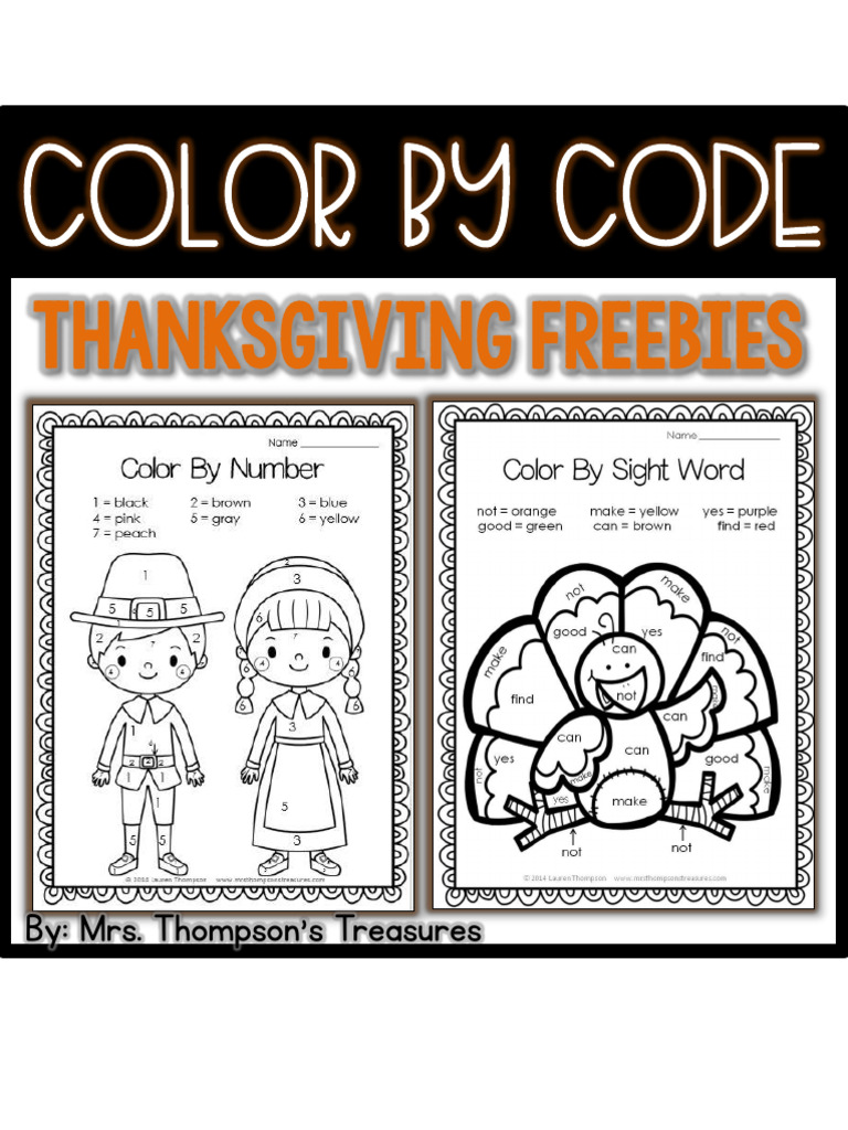 Color by Code: Thanksgiving Freebies | PDF | Intellectual Property Law ...