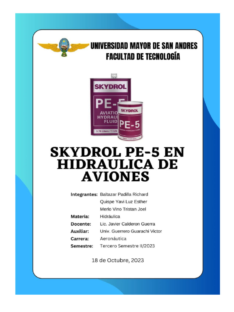 Skydrol PE-5: Fluido Hidráulico Aeronáutico | PDF | Avión | Lubricante