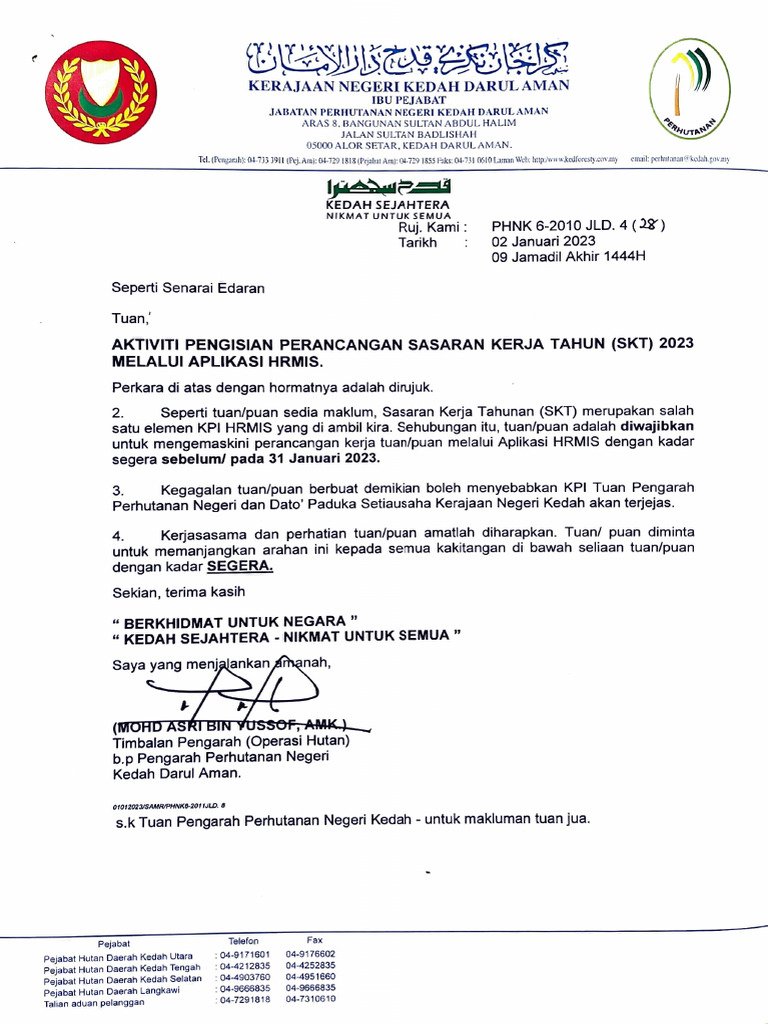 Aktiviti Pengisian Perancangan SKT 2023 JPNK | PDF