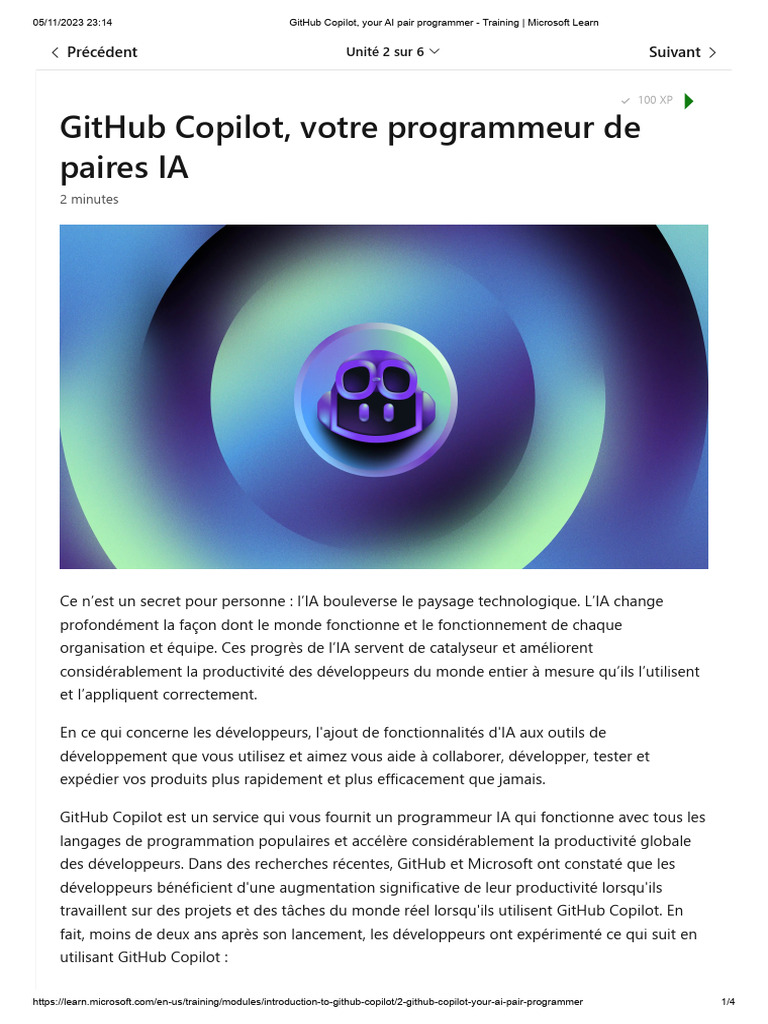 GitHub Copilot, Your AI Pair Programmer - Training - Microsoft Learn | PDF | Environnement de ...