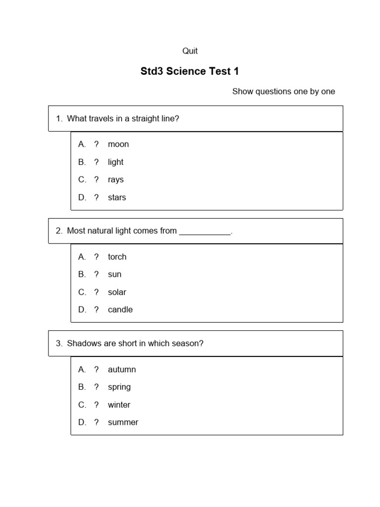Std3 Science Test 1 PDF | PDF | Science & Mathematics