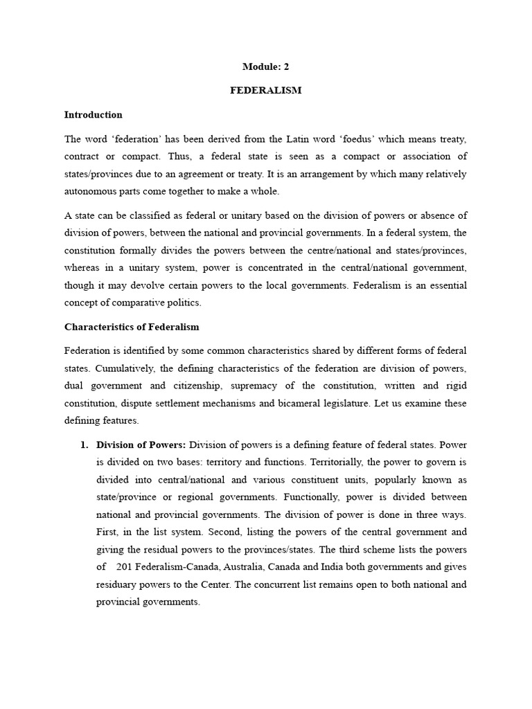 Module 2 Federalism | PDF | U.S. State | Constitutional Amendment