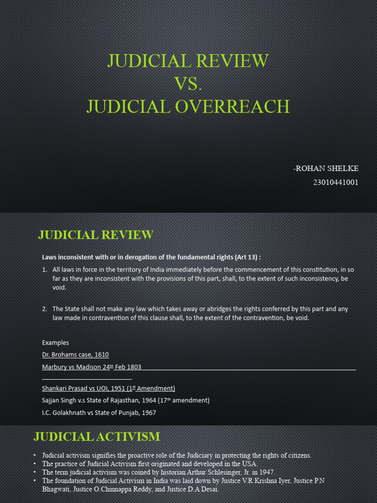 JUDICIAL REVIEW Vs JUDICIAL OVERREACH A Comparative Analysis of India vs. U.S.A | PDF ...