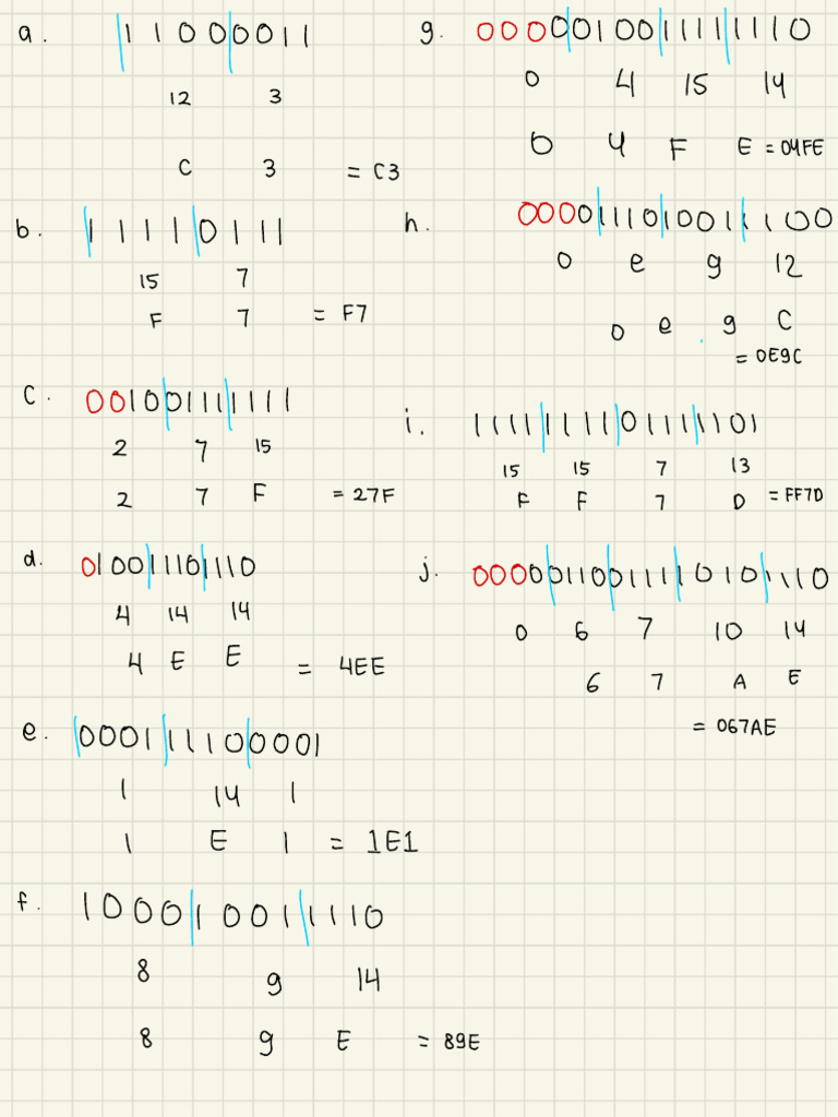 Binary To Hexadecimal HW 03-08-23 | PDF | Arithmetic | Mathematical Notation