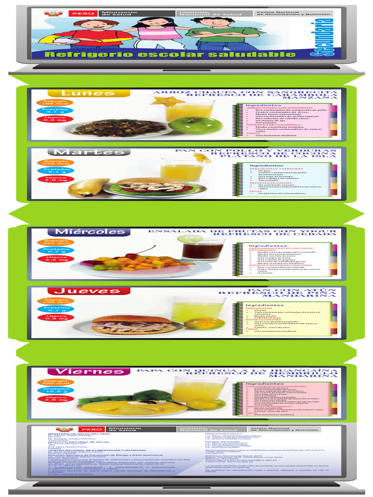 Refrigerio Secundaria | PDF | Alimentos | Nutrición