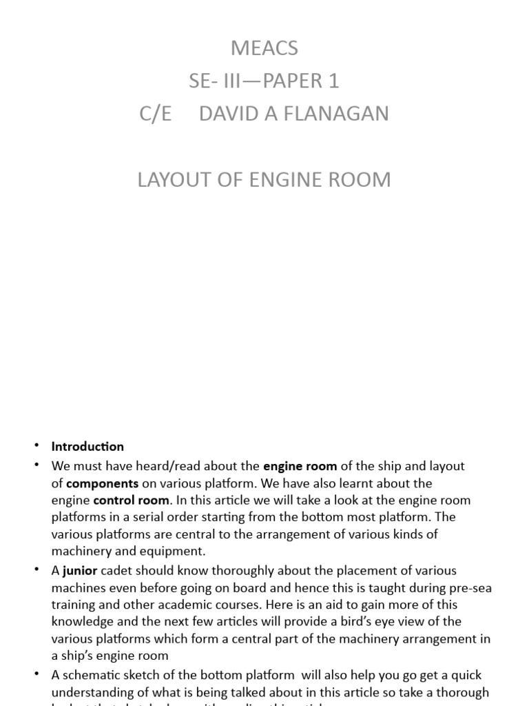 MEACS-Layout of Engine Room | PDF | Marine Propulsion | Ships