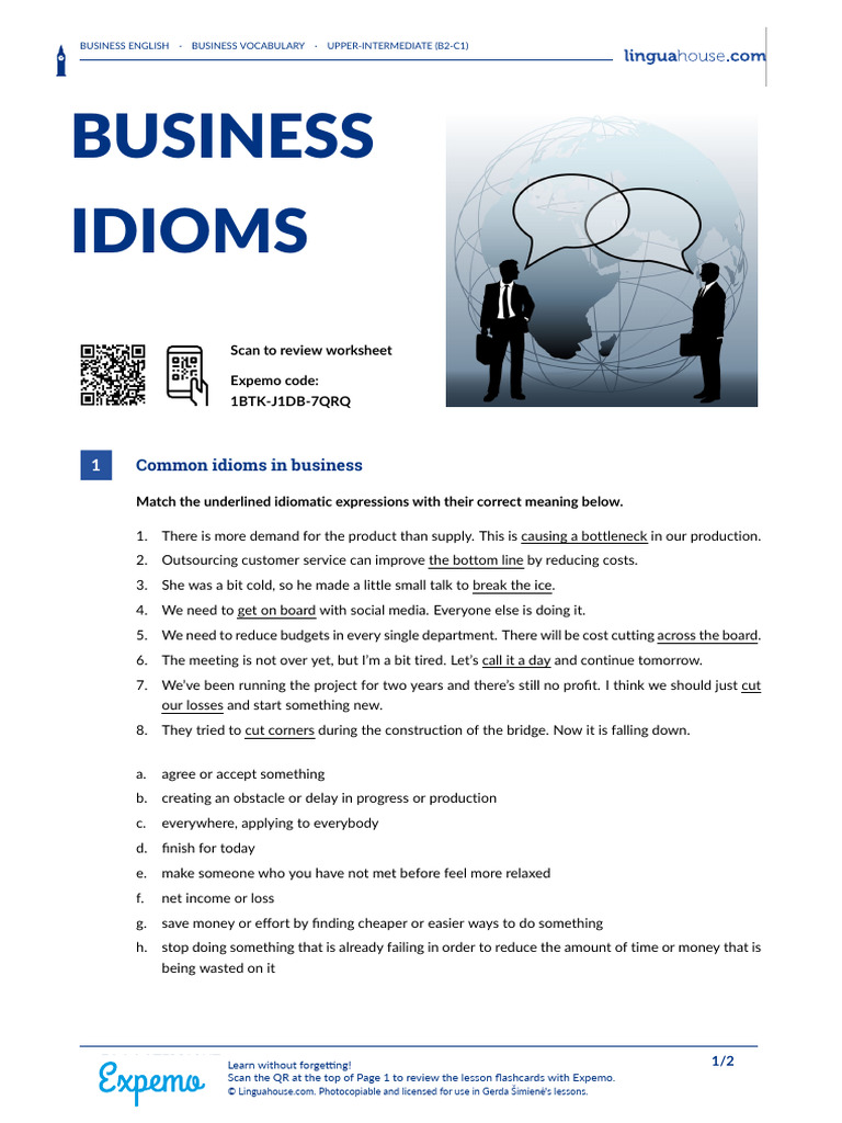Business Idioms 1 Student | PDF | Economies