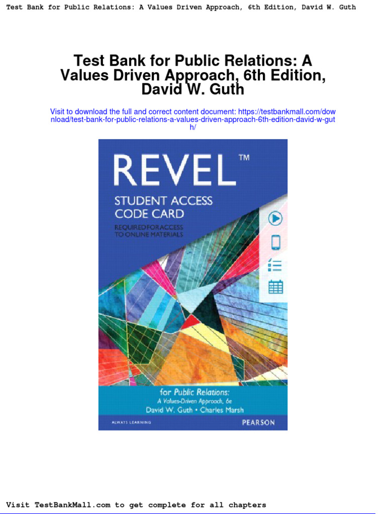 Test Bank For Public Relations A Values Driven Approach 6th Edition ... Test Bank For Public Relations A Values Driven Approach 6th Edition ...