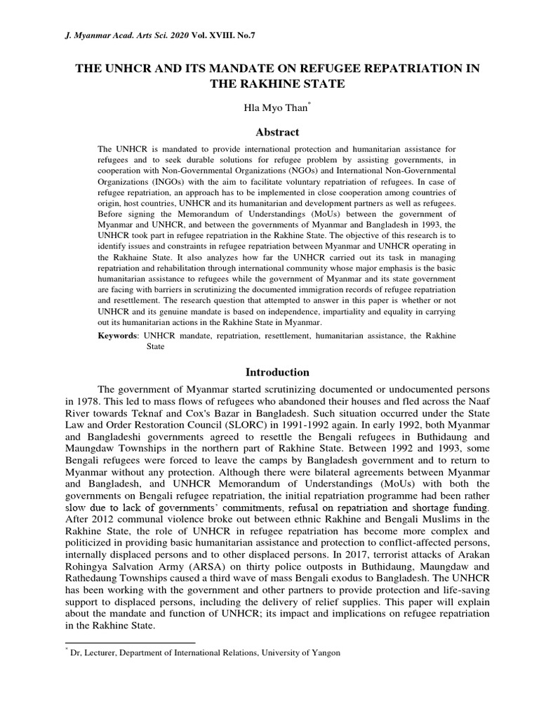 DR Hla Myo Than (355-366) | PDF | Refugee | United Nations High ...